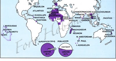 la esquina del saco : Mapa del imperio colonialista francés