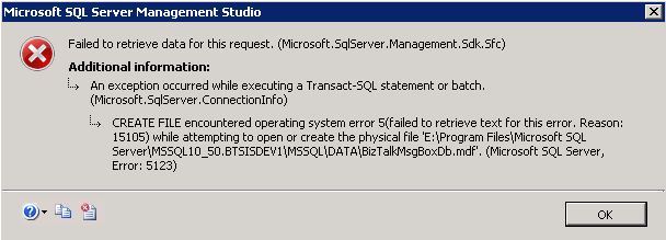 Error on attaching DB