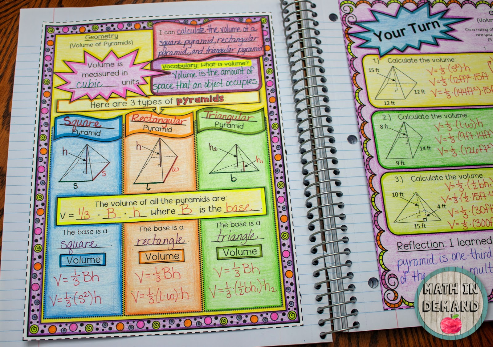 Math in Demand: FREEBIE!!! Volume of Pyramids Math Interactive Notebook ...
