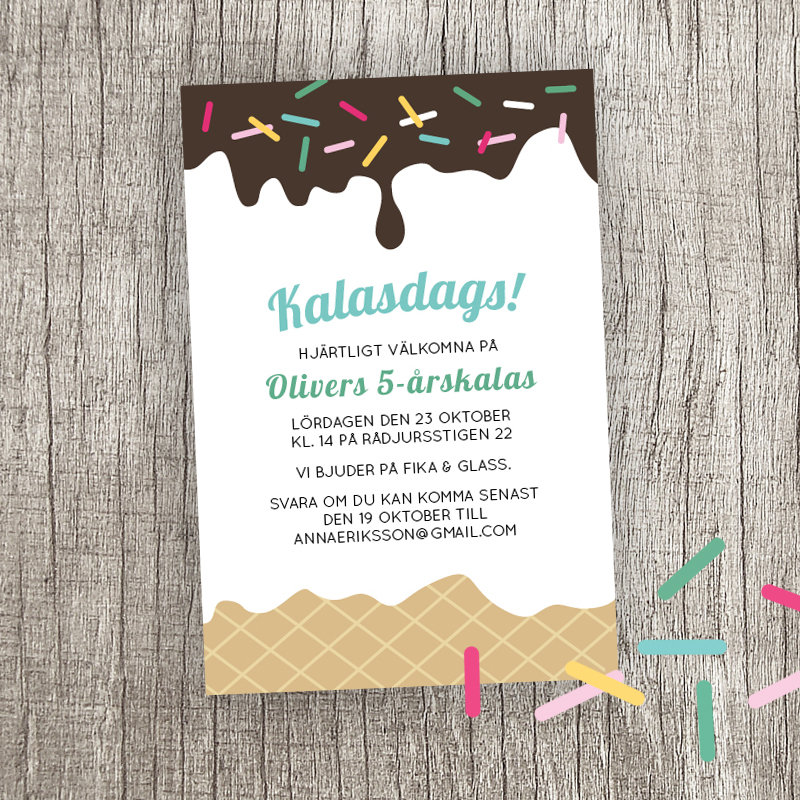 Inbjudan kalas, dop eller namngivning - Glass