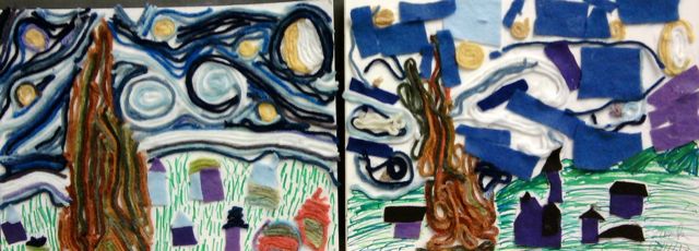 Room 101 Art: Yarn Van Gogh Starry Night, ages 8-10
