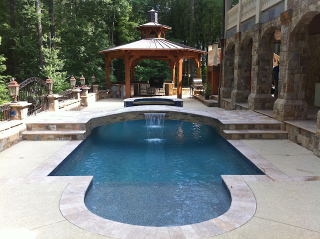 Backyard Oasis Pools: Roman Shape Pool & Bridge - Stone Mountain