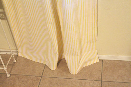 Yellow Ticking Stripe Curtains - Away She Went
