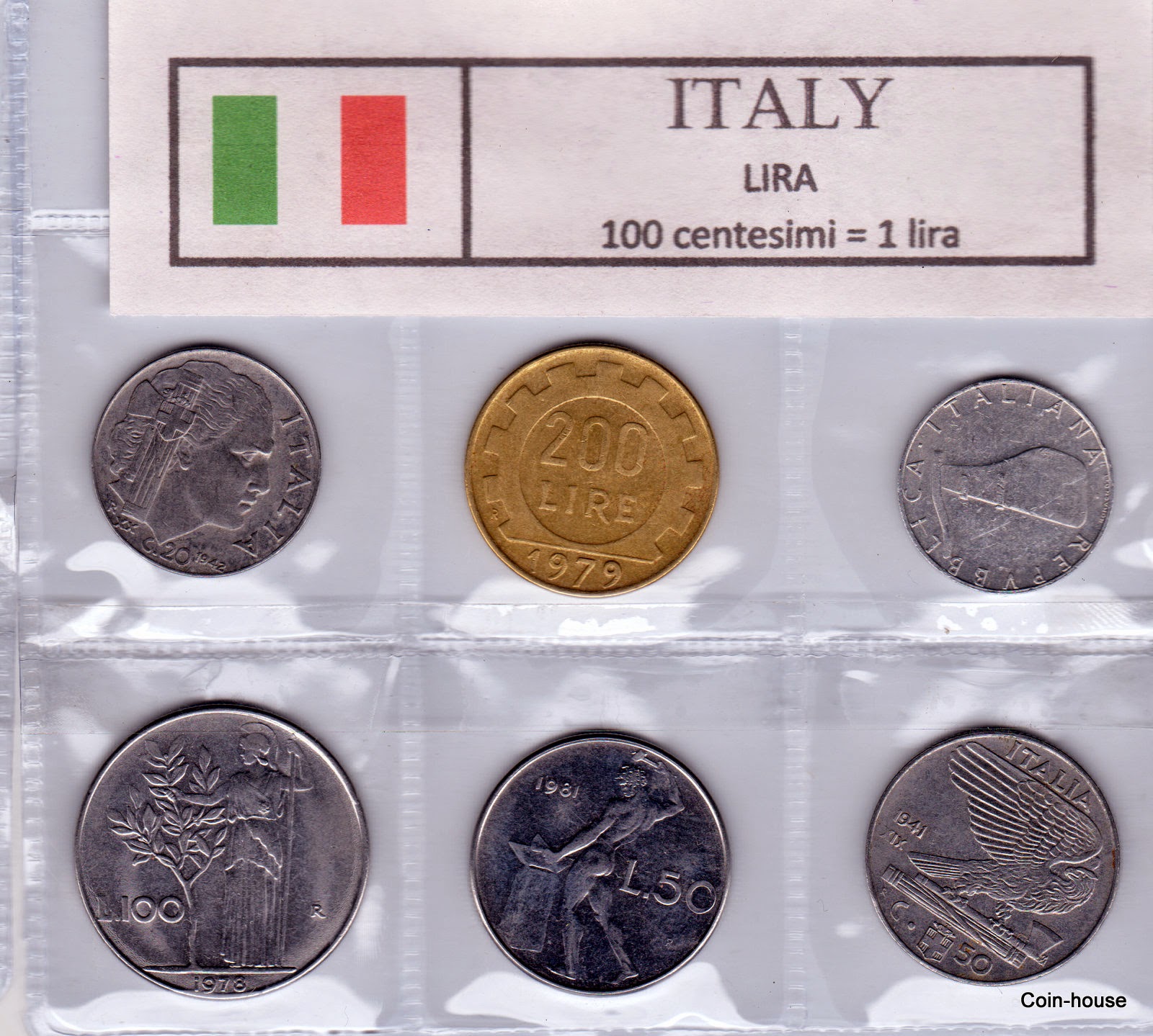 Coin-House: Collection of 6 coins - Italy - Lira (1861-2001) 100 ...