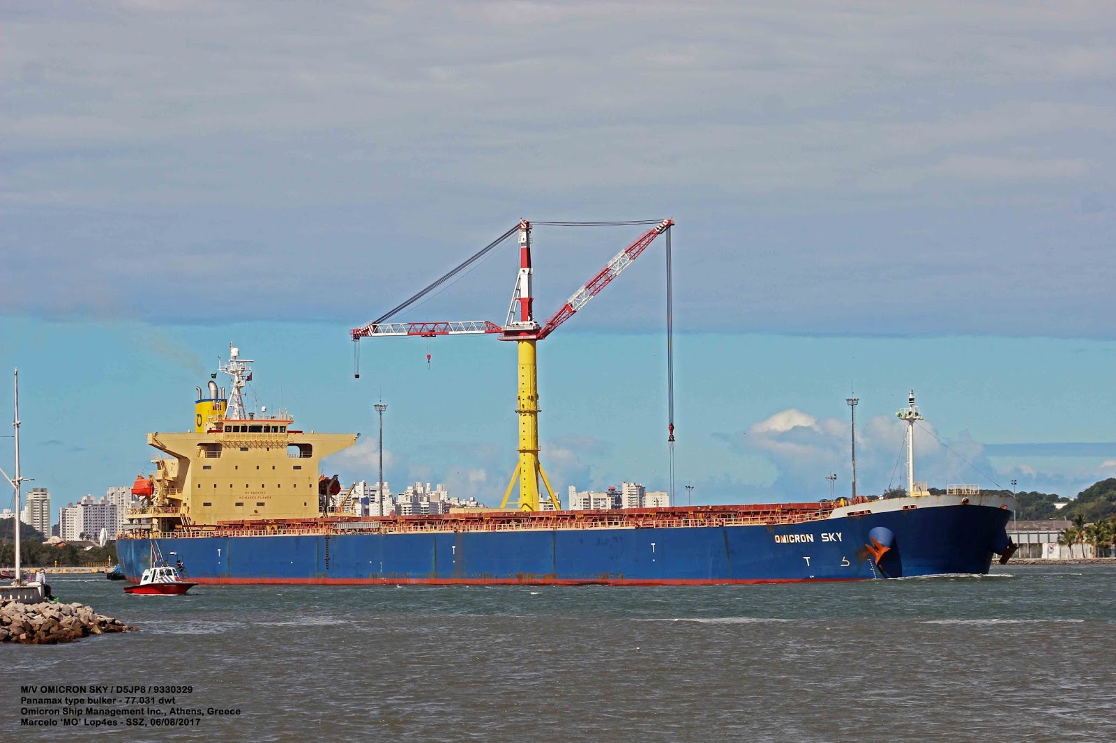 Santos Shiplovers: M/V Omicron Sky / D5JP8, Leaving Santos, loaded with ...