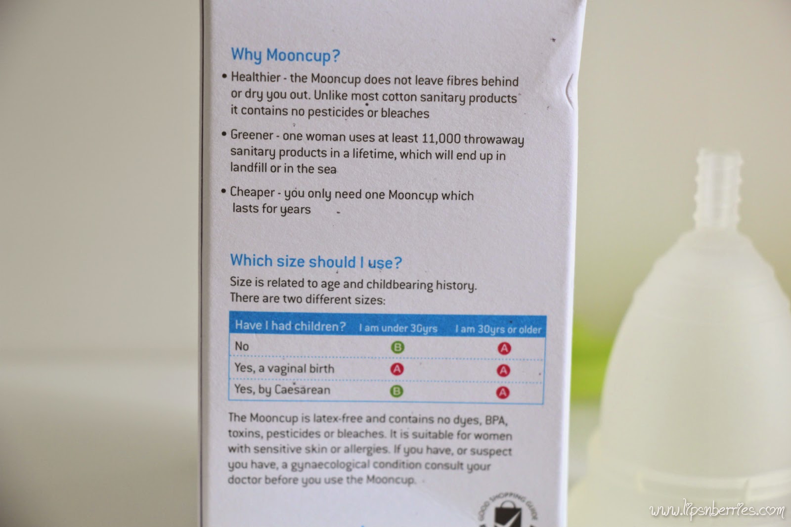 Mooncup Reusable Menstrual Cup Review! | LIPS n BERRIES