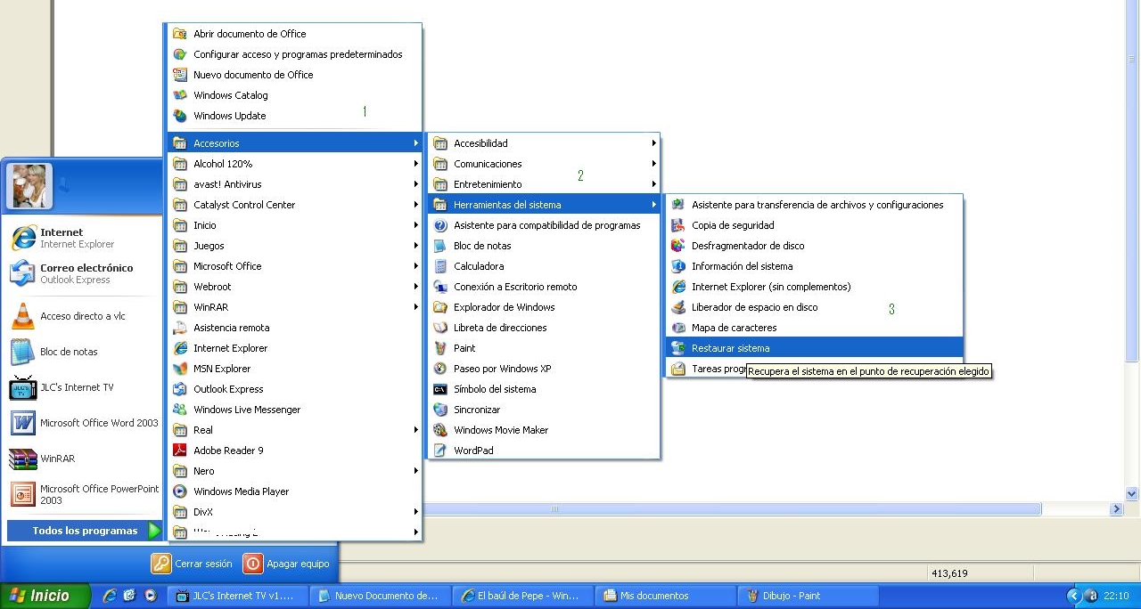 El baúl de Pepe: Como restaurar sistema en Windows XP