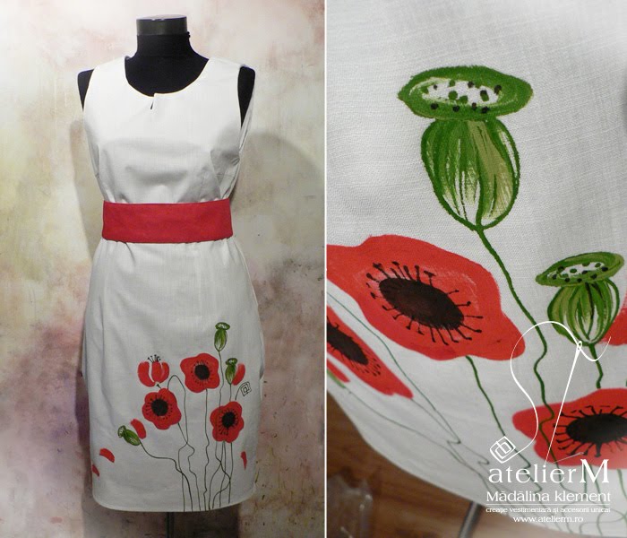 Rochite albe cu maci rosii