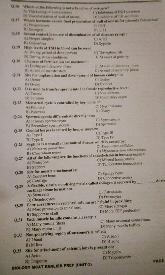 All Exam Soloutions And Notes: Biology Kips unit wise test Of Mcat 2016