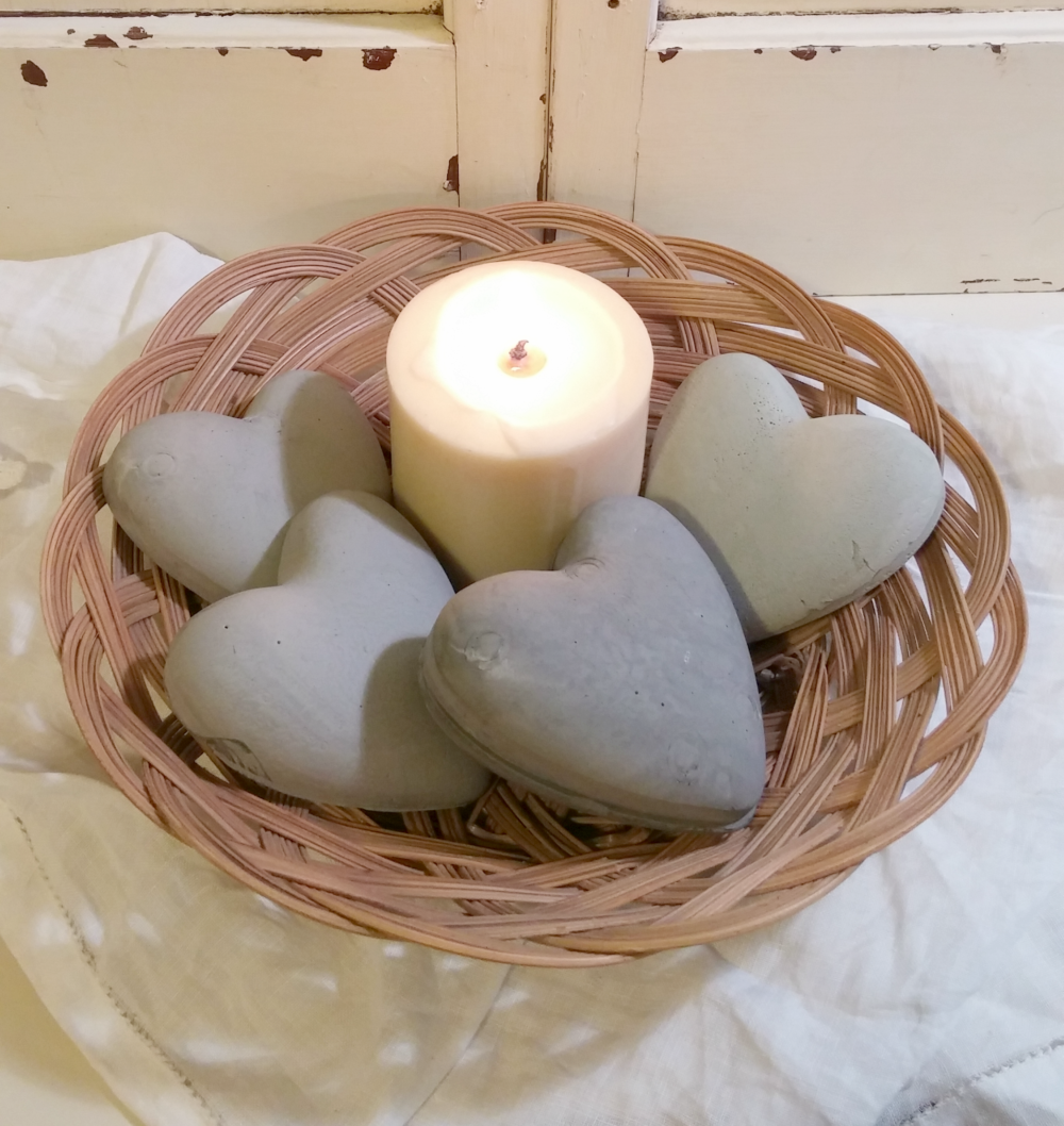 DIY Faux Concrete Hearts - Little Vintage Cottage
