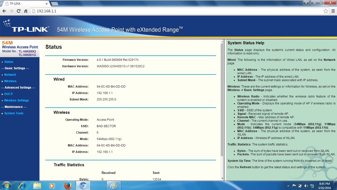 CARA KONFIGURASI ACCESS POINT TP-LINK WA501G - BAD SECTOR FAMILIA