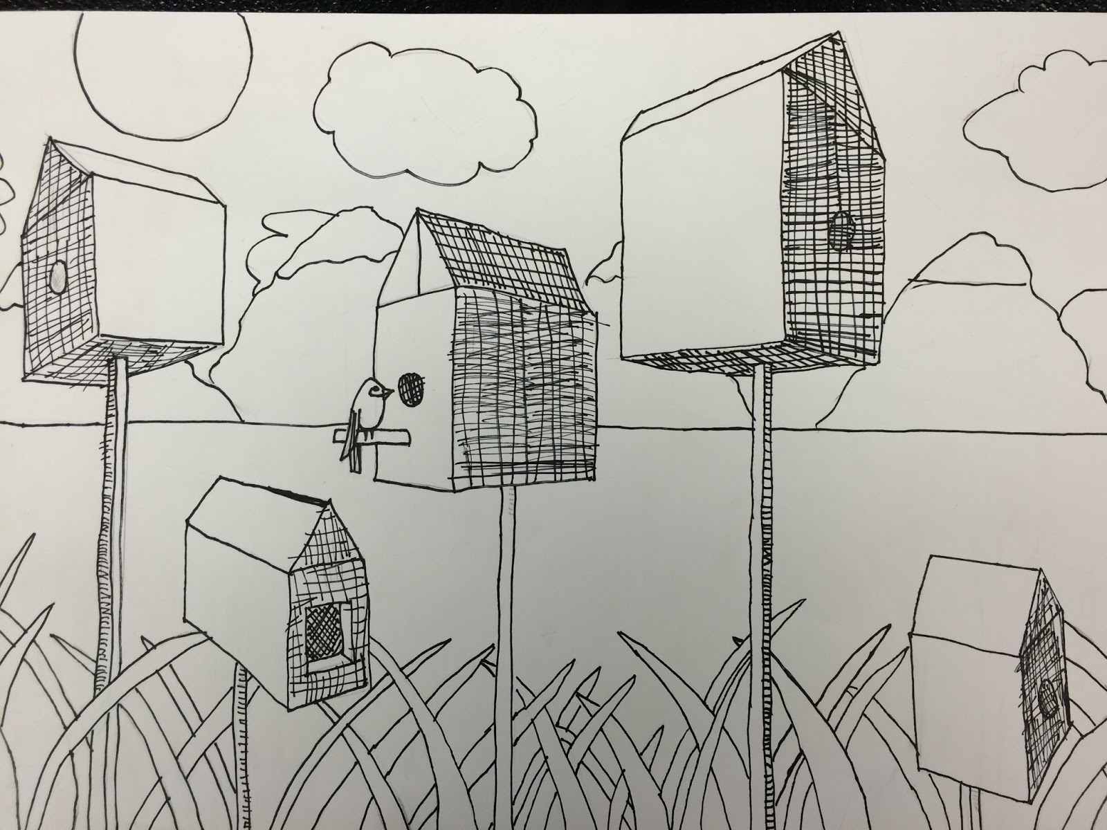 Mrs. Wille's Art Room: Bird houses in 2 point perspective