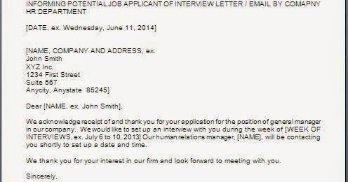 Interview Intimation Letter Format