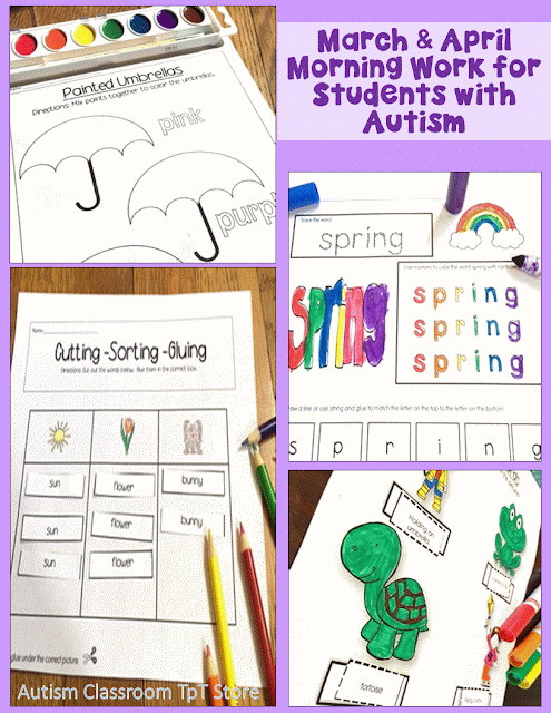 Autism Classroom: Spring is Here: A Peek Inside of the Morning Work for ...