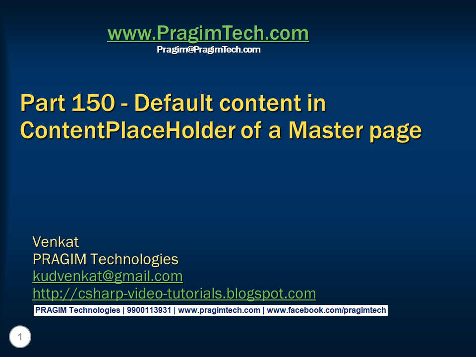 Sql server, .net and c# video tutorial: Part 150 - Default content in ...