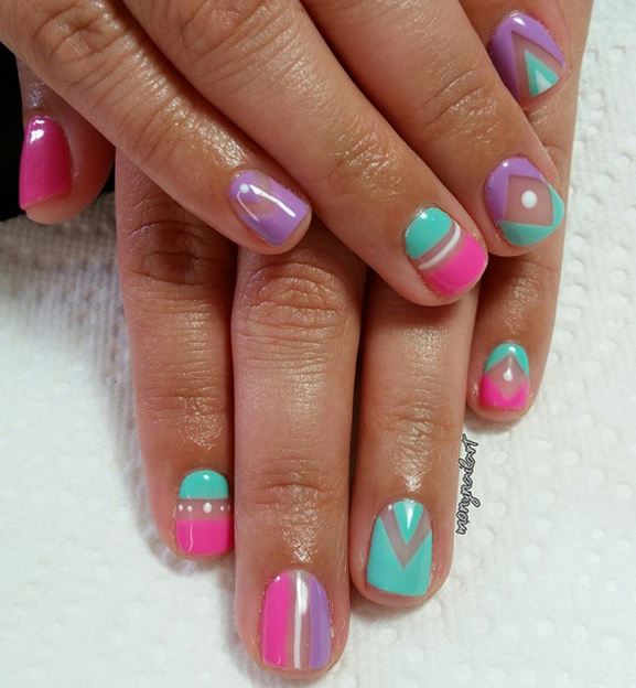 18 Bright And Bold Color-Block Designs... For Your Nails!