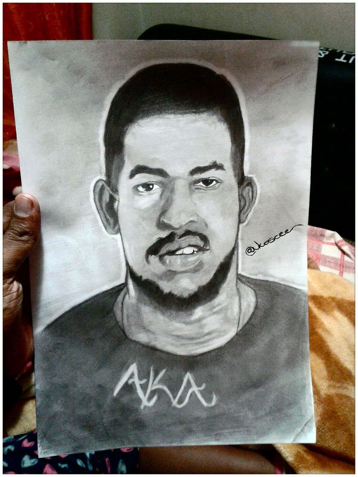 Nkoscee: drawing of Aka rapper