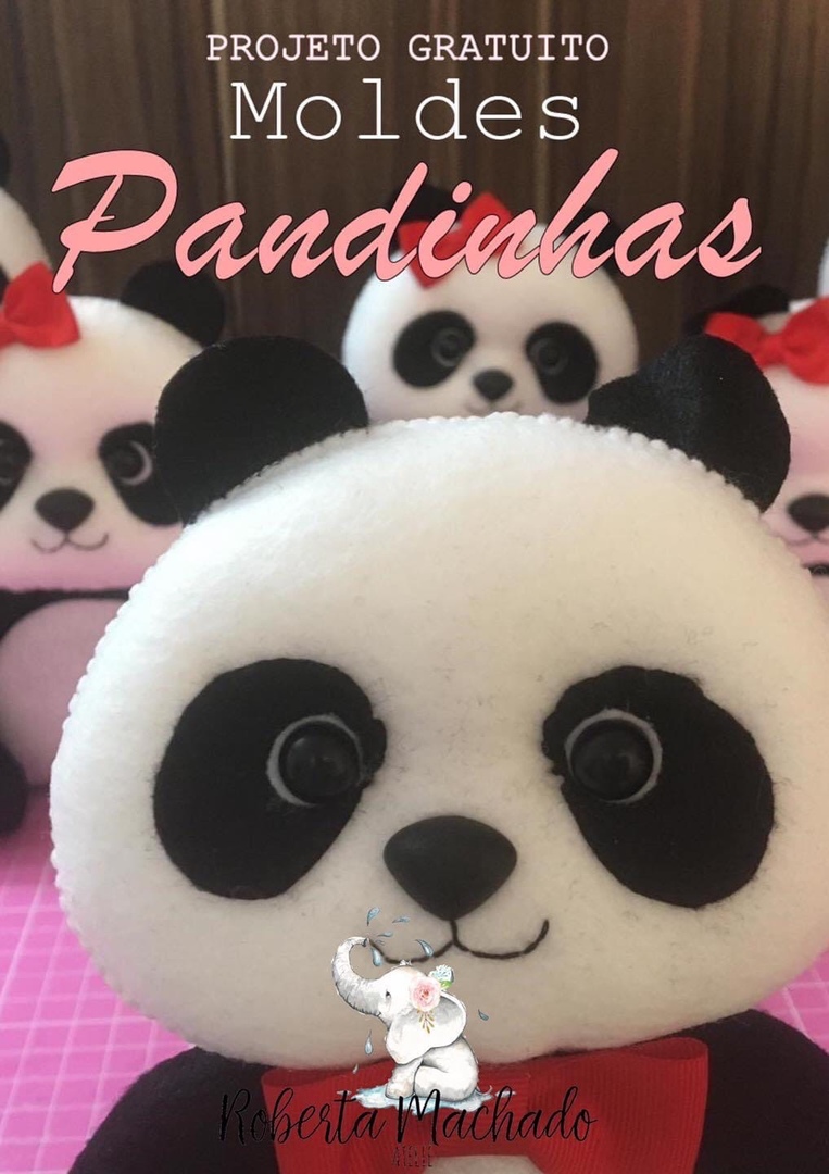 Urso Panda de Feltro Com Molde Grátis DIY - Feltro e moldes para artesanato