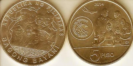 World Coin News: Philippines 5 piso 2014 - Bagong Bayani