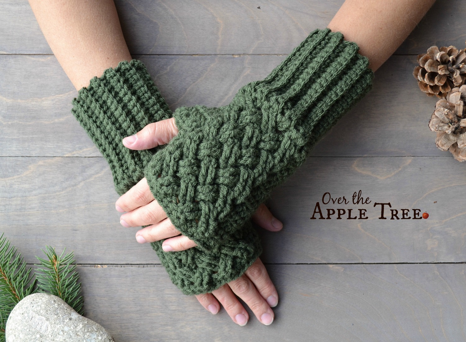 Over The Apple Tree: Celtic Weave Fingerless Gloves- Free Pattern