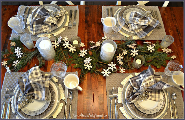 Winter Snowflake Tablescape - Corner of Plaid and Paisley