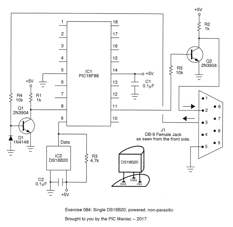 PIC Projects in Pascal: 1-Wire -- DS18B20, Powered, Single-Drop