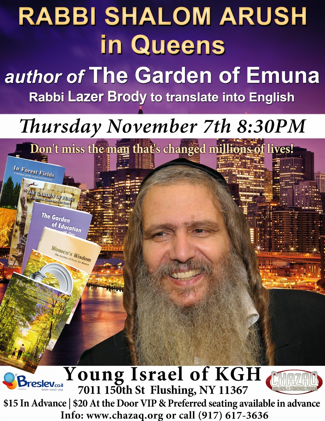 CHAZAQ: Rav Shalom Arush LIVE!