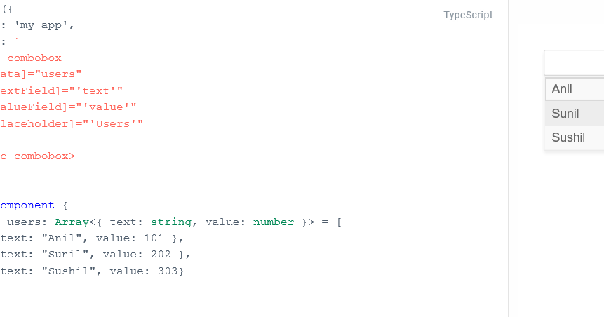 Angular 4 Kendo Combobox Binding