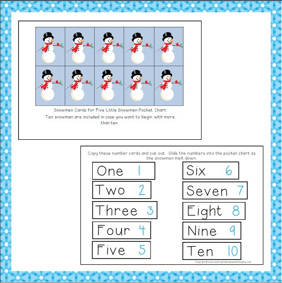 Teaching The Little People: Five Little Snowmen Interactive Pocket Chart
