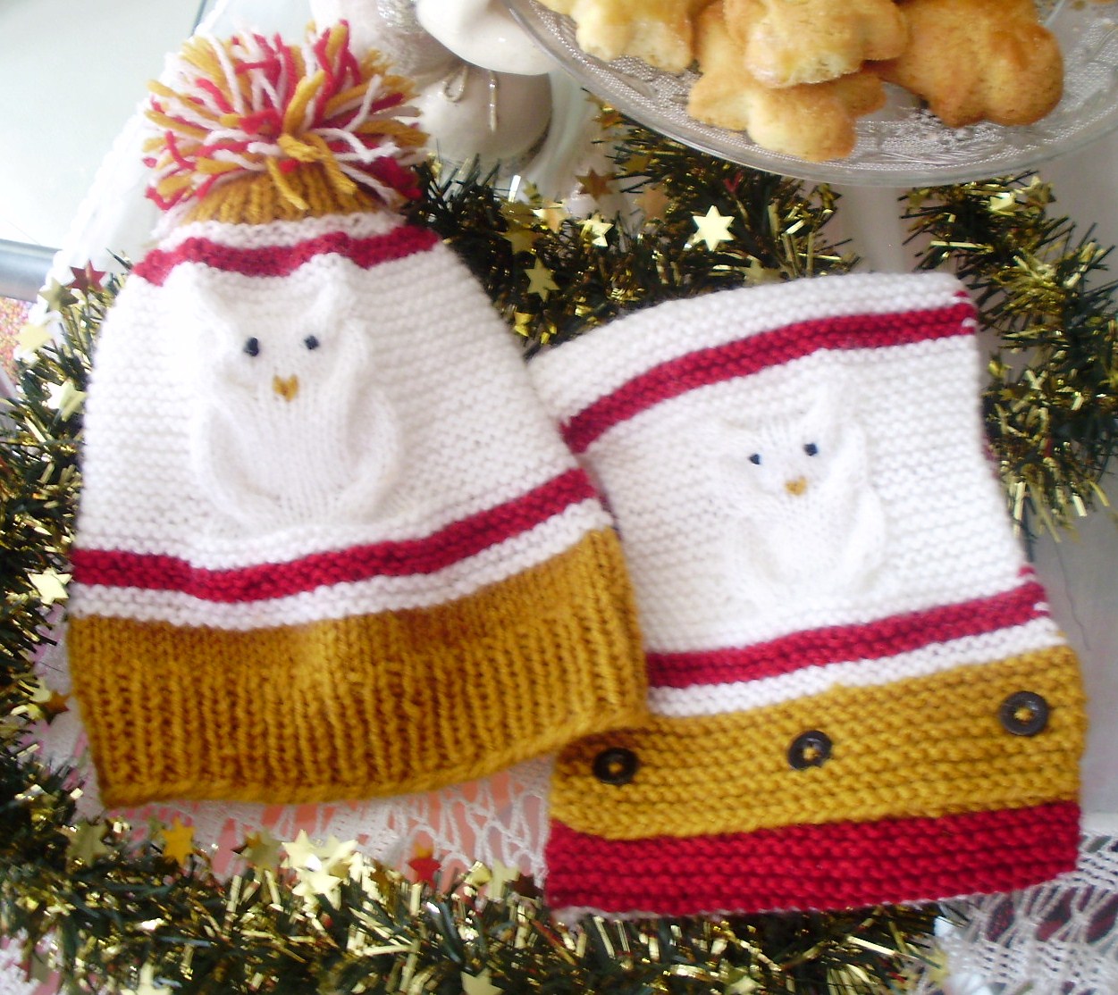 Victoria - Handmade Creations : Σκουφάκι και κασκόλ με σχέδιο κουκουβάγια