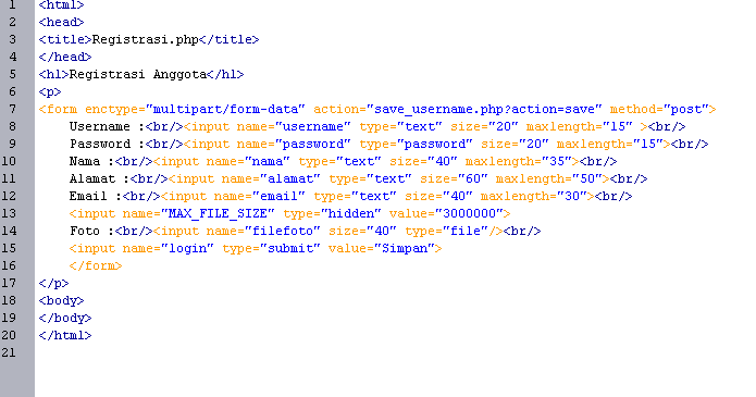 Contoh Aplikasi Web Registrasi Sederhana Menggunakan PHP MySQL