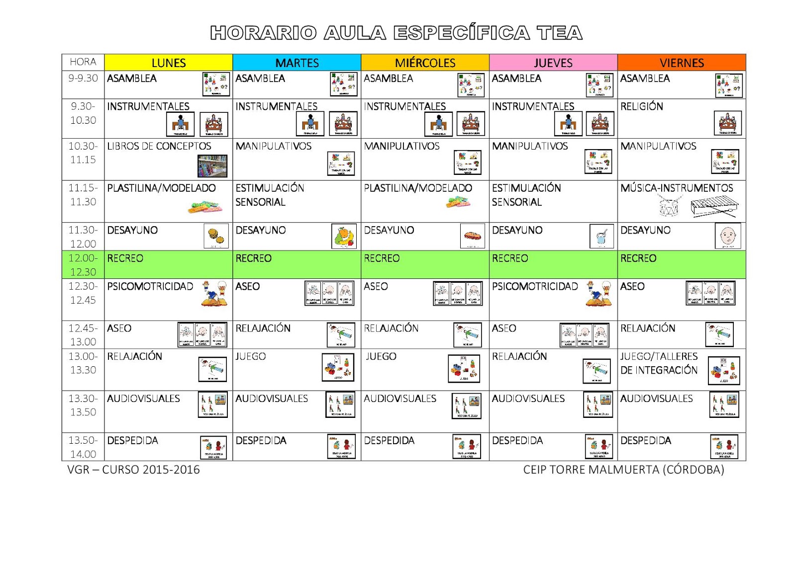 COSASDEVERITO: MODELO DE HORARIO VISUAL AULA TEA
