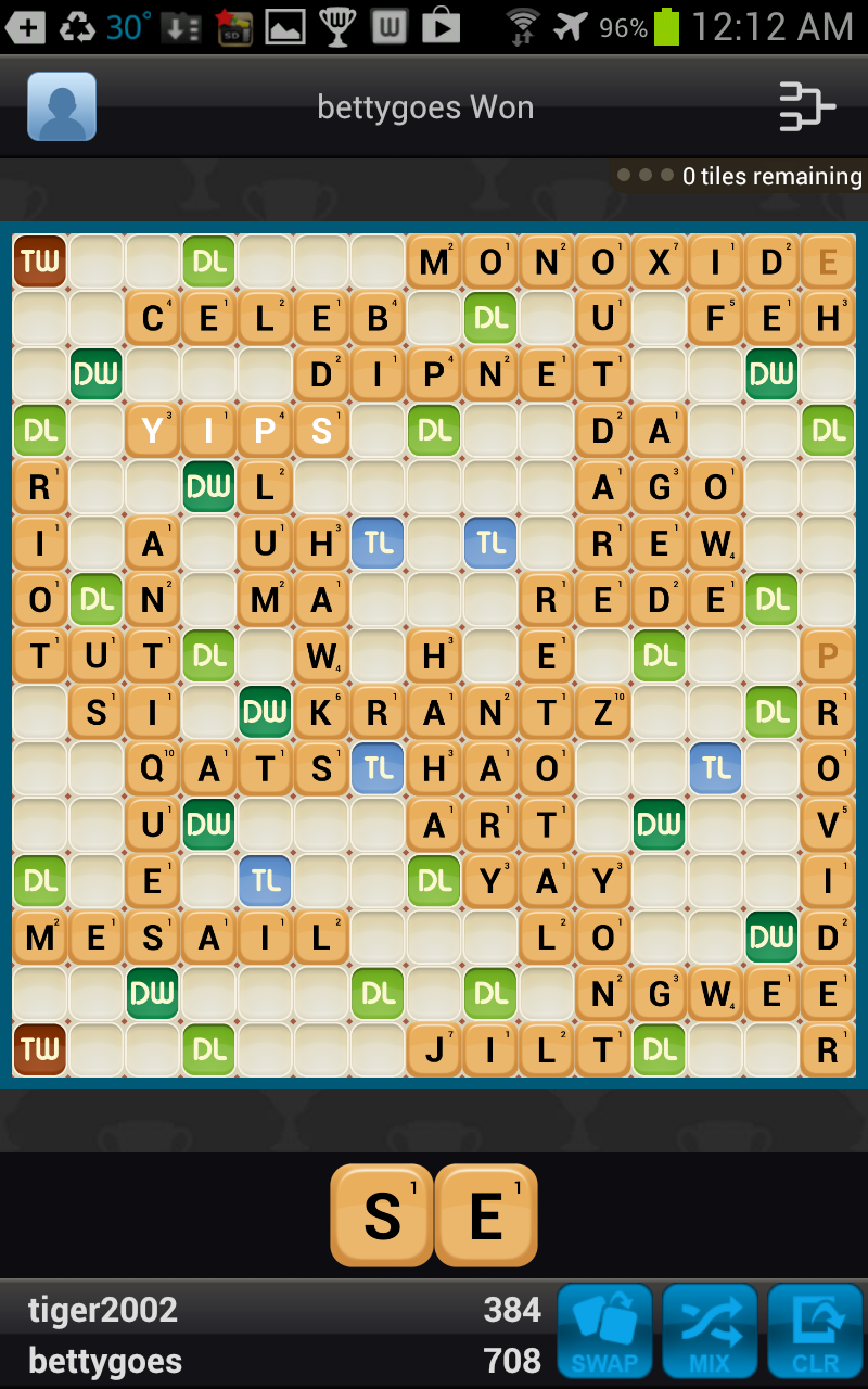 Scrabble Clone Games: Wordsmith Tournament