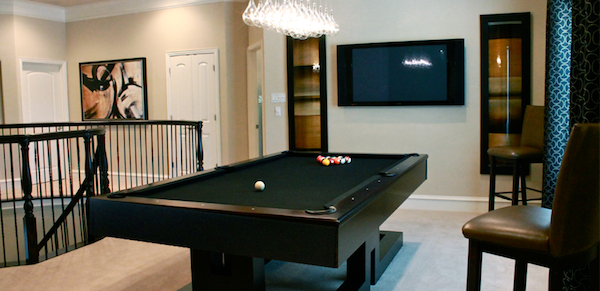 Classic with a Twist: Client Project: Modern Gameroom & Unique Pool Table
