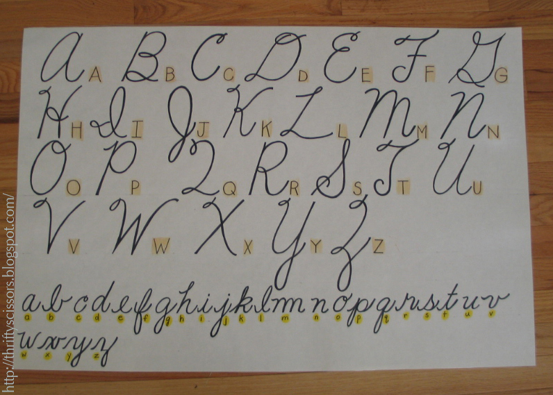 Create A Manuscript to Cursive Chart | Thrifty Scissors