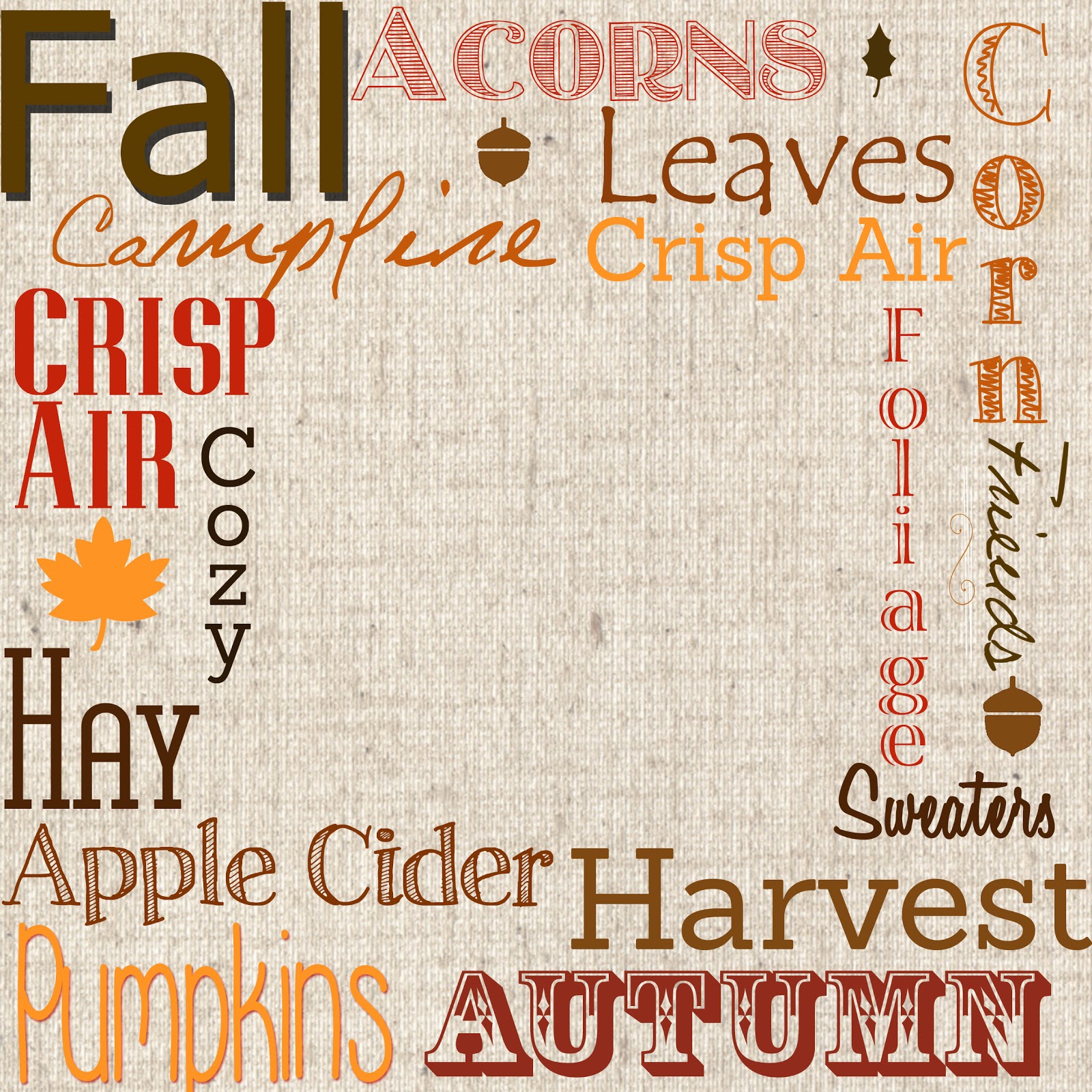 365 Designs: Autumn Words Decoupaged Frame with Free Download