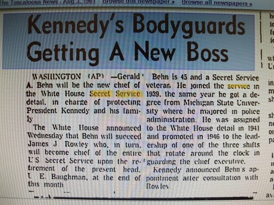 Gerald Behn: SAIC of The Kennedy Detail