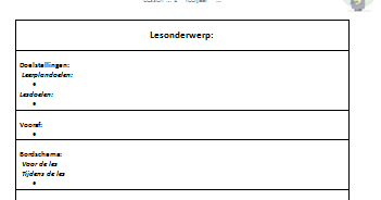 Gietjes Corner: Sjabloon voor lesvoorbereidingen