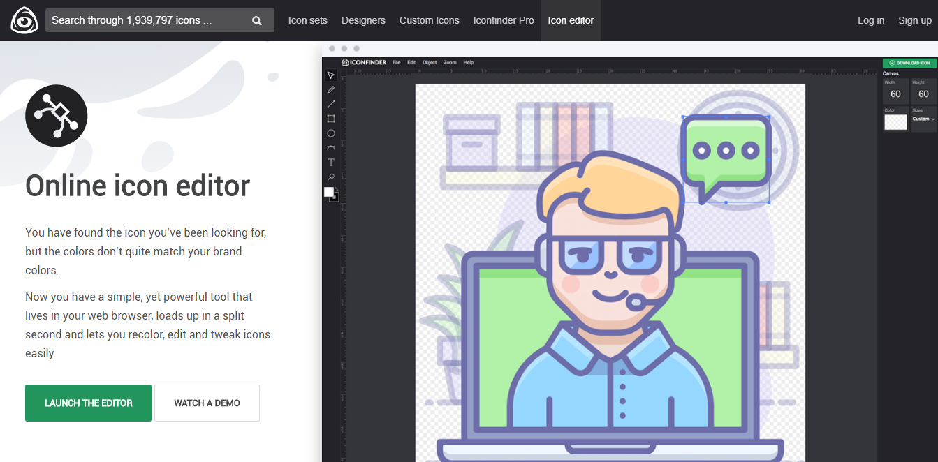Iconfinder 推出向量圖示編輯器，10萬免費圖示免註冊線上編輯
