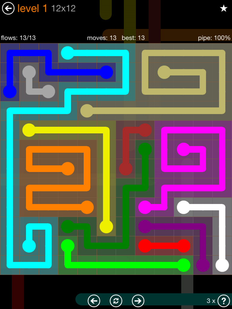 Flow-Free-Solutions (Çözümleri): Jumbo Pack (iPad) - 12x12 Solutions