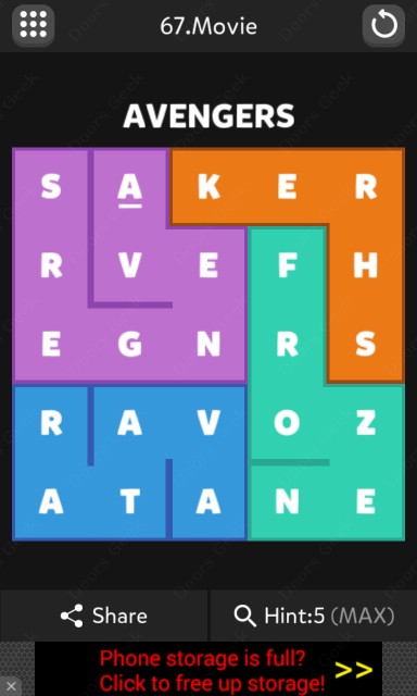 Words Block! - Level 67 (Movie) ~ Doors Geek