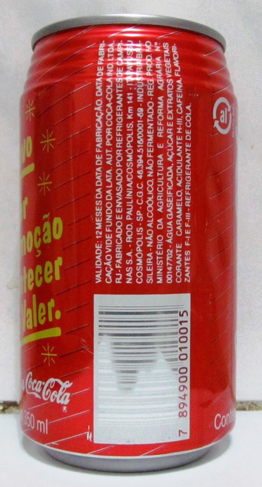 LATAS Y BOTELLAS COLECCIÓN: LATA COCA COLA 350 ML , ORIGEN BRASIL 1994