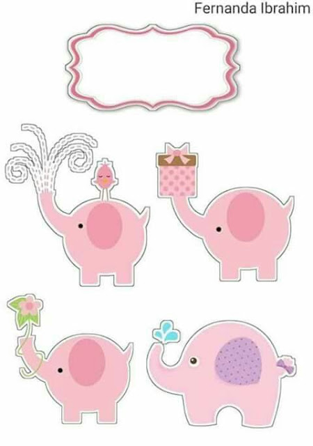 Elephants in Pink Free Printable Cake Toppers. - Oh My Baby!