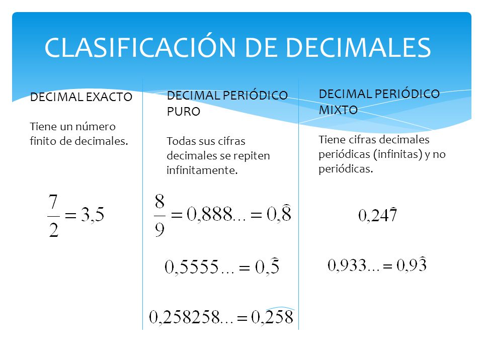 SISTEMA DECIMAL 6 B C MO SE CLASIFICAN LOS N MEROS DECIMALES 