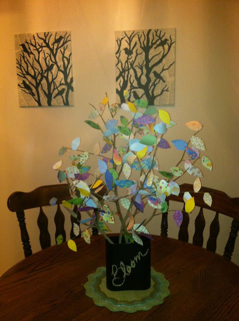 CrEatE: Projects by Jamie: Scrapbook Paper Tree Branch Centerpiece