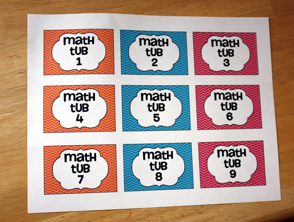 Tales from a Schoolyard: math tub labels freebie