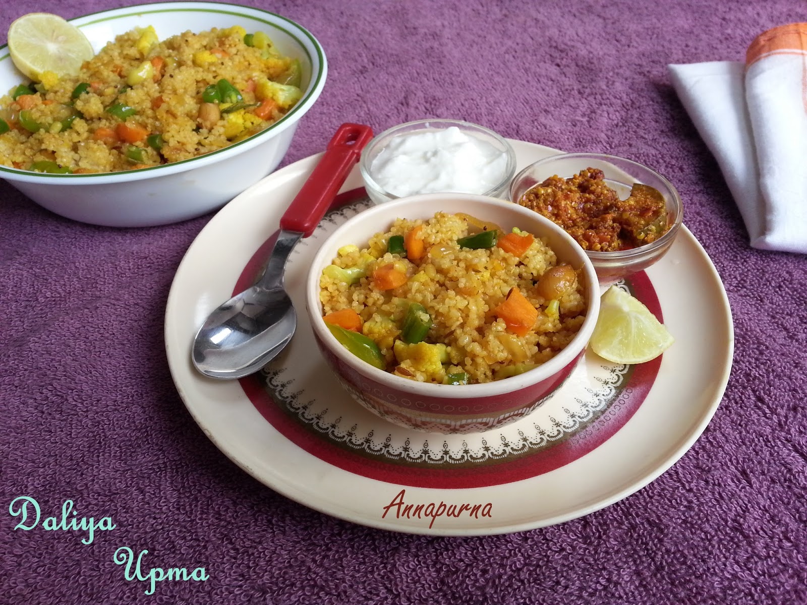 Annapurna: Vegetable Daliya Upma / Healthy (Bulgur) Broken Wheat ...