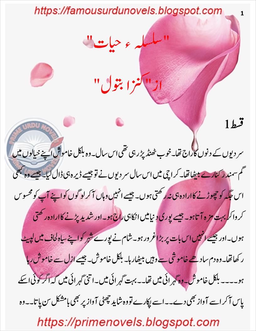 Free Urdu Digests: Silsila e hayat novel by Kinza Batool Episode 1 ...