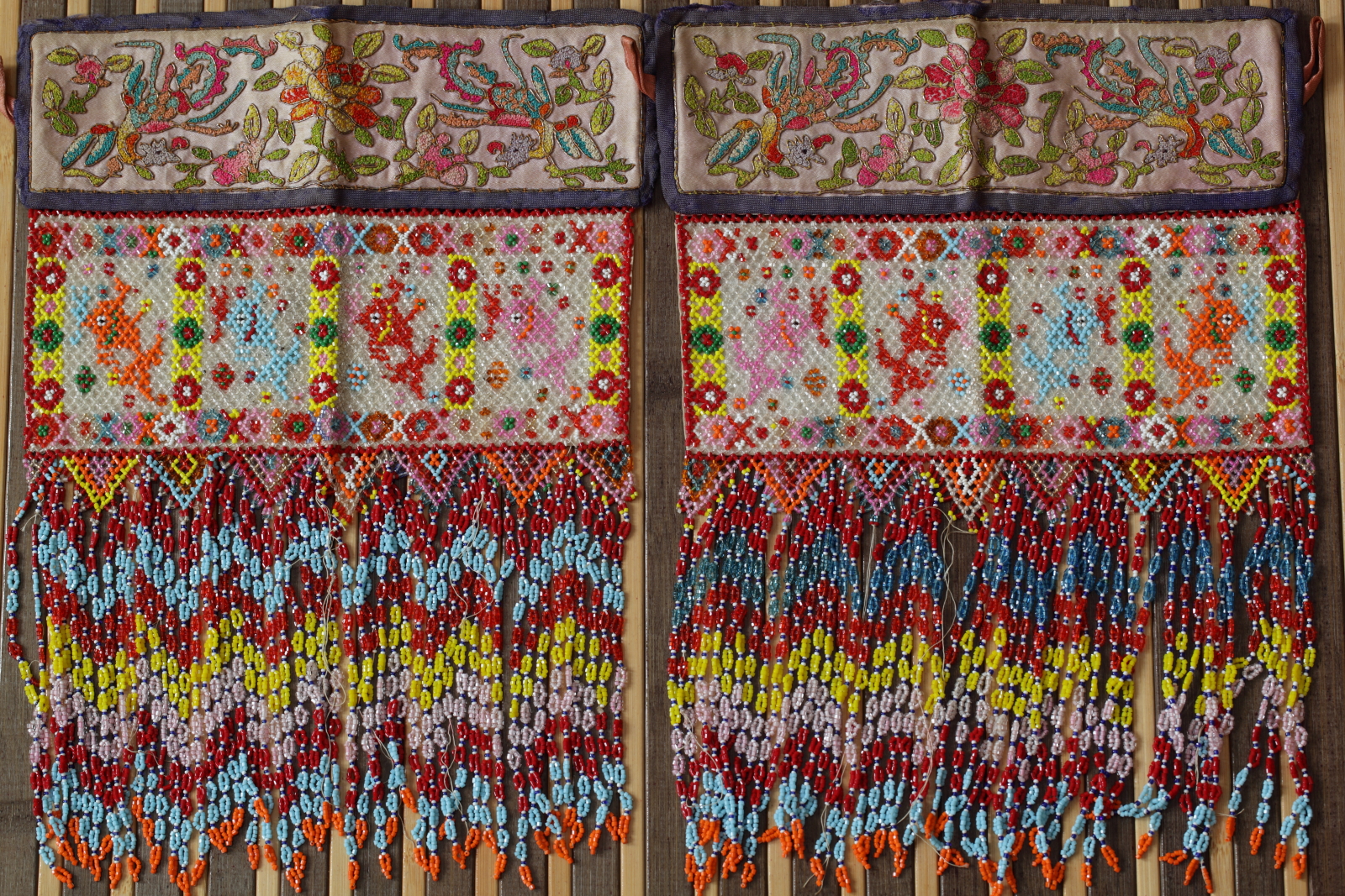 enticz: A Pair Of Straits Chinese Beadwork Panels For Bridal Chamber