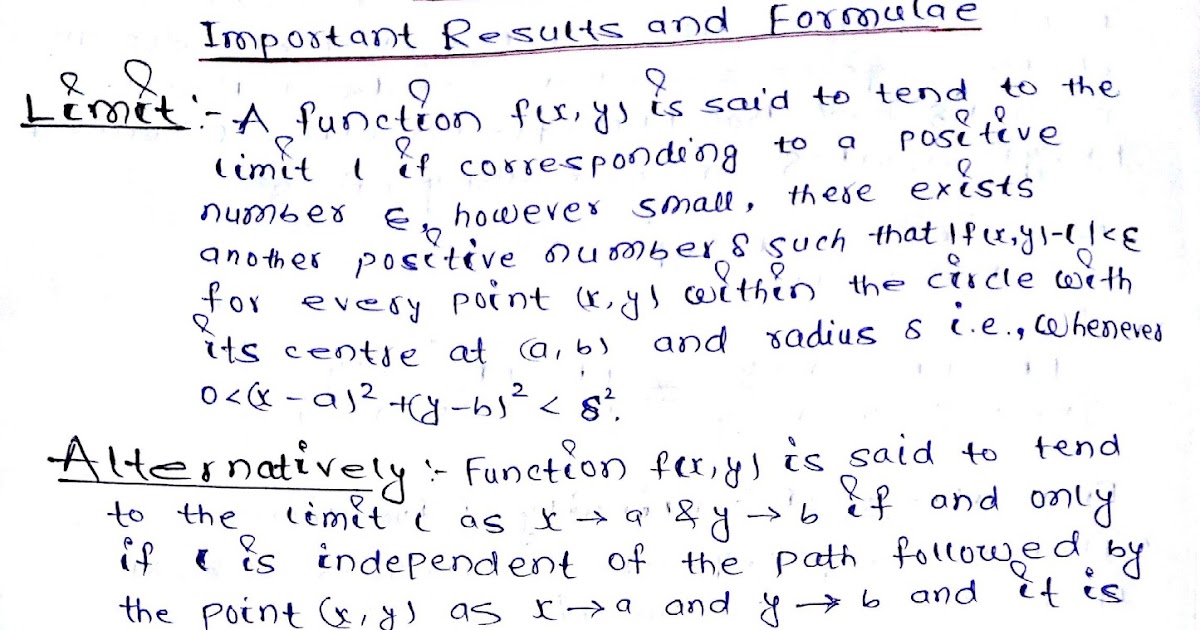 Partial derivative important formula | Study material